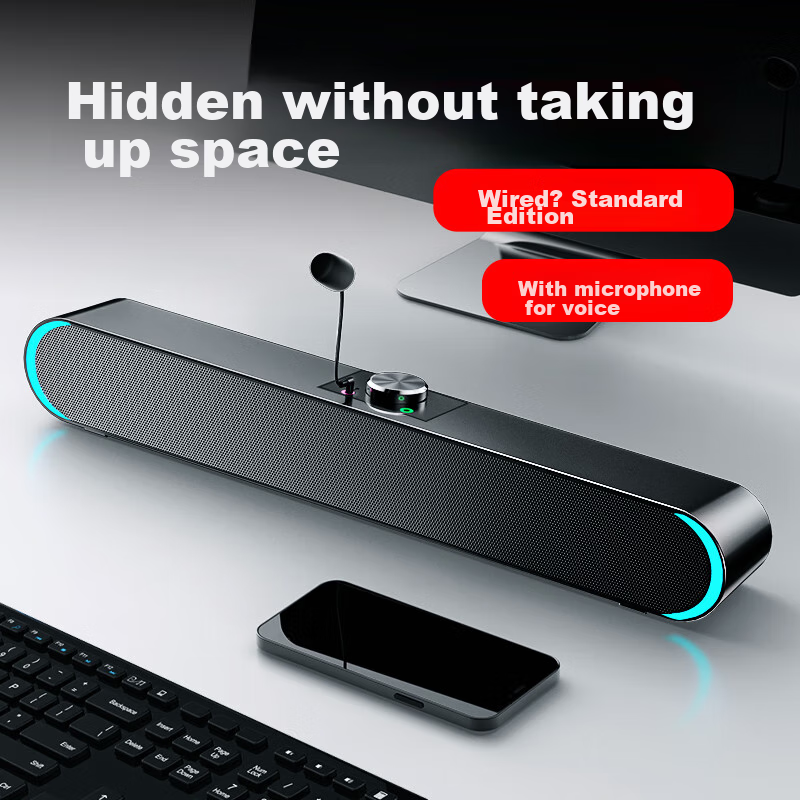 Saida SADA мини-колонки с USB-подключением и микрофоном для ПК смартфонов гейминг-бас-сабвуфер Цвет：Черный [проводное