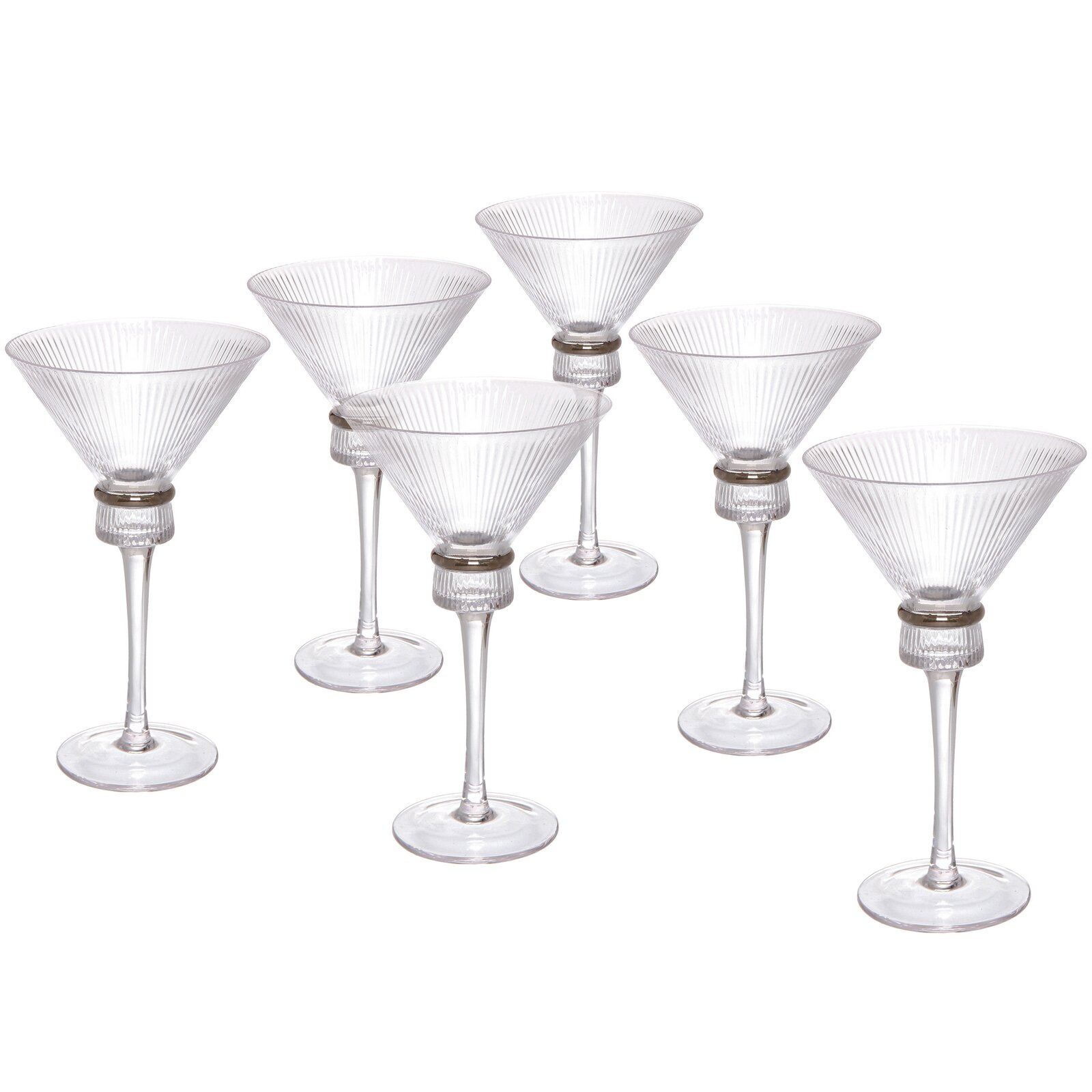 Набор бокалов для мартини «VIVALDI», 6шт, стекло 220мл, прозрачные, элегантный дизайн