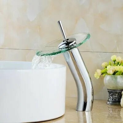 Стеклянный смеситель для раковины с трубами горячей и холодной воды, смеситель для раковины в ванной комнате,206,35, Рычажное, Встраиваемый смеситель, Серебряный высокий стиль, Для душевой кабины TJ