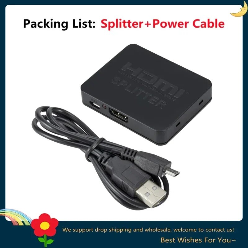 HDMI сплиттер 1x2 Black Color