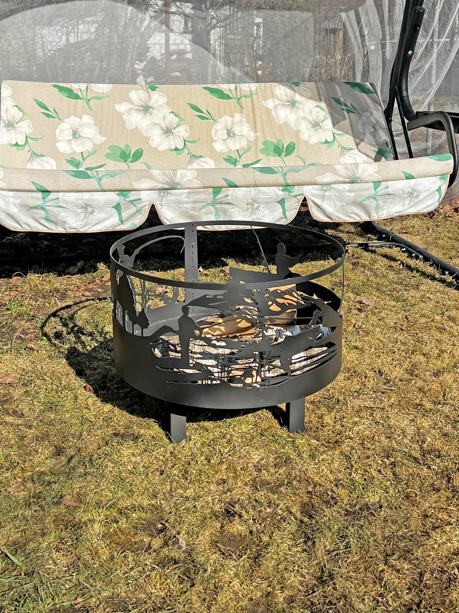 Костровая чаша Рыбалка 5в1(Купол+Сетка искрогаситель+Крышка+Решетка гриль) 60 см 0,3 см