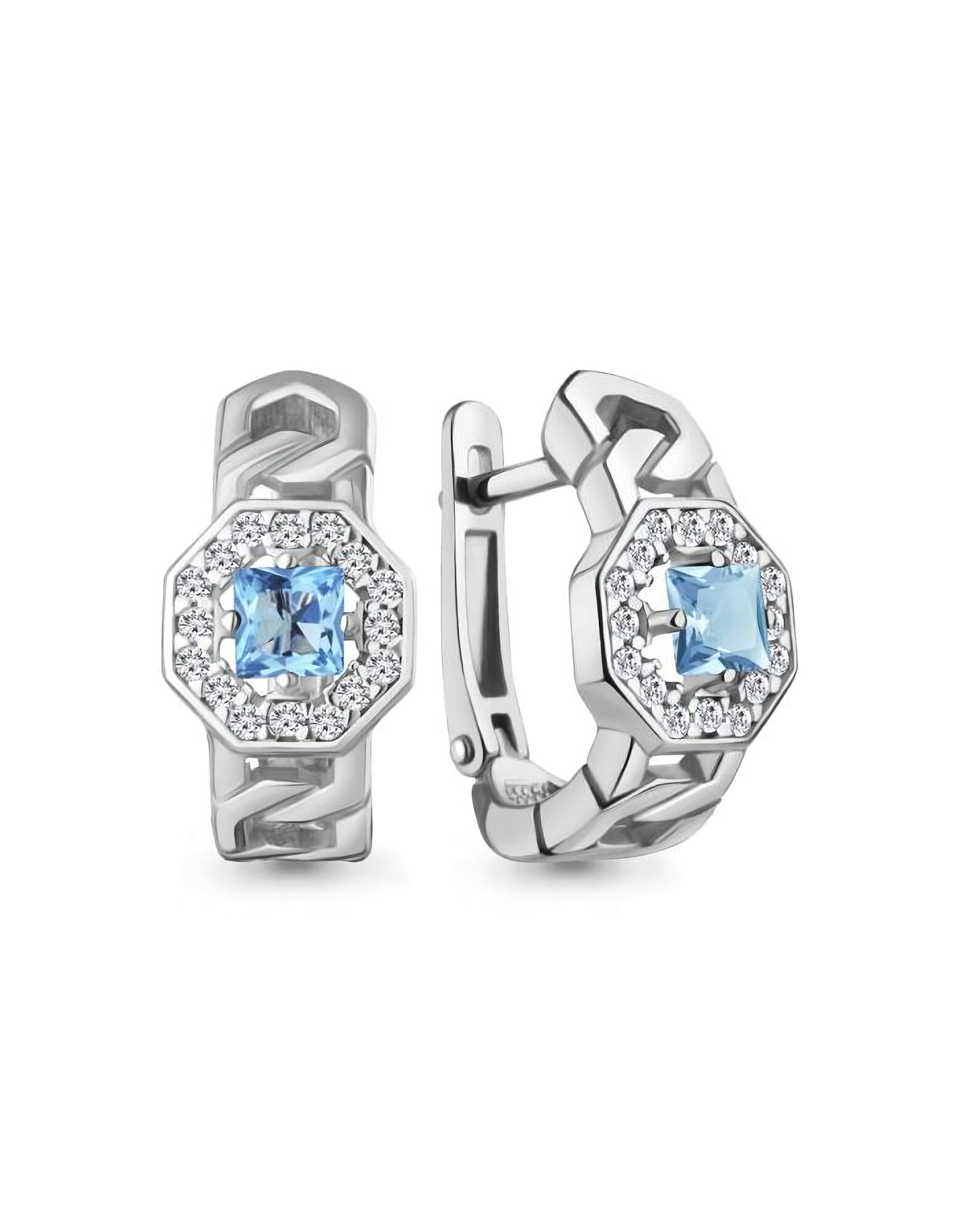 Серьги пусеты, серебро, 925 проба, родирование, топаз