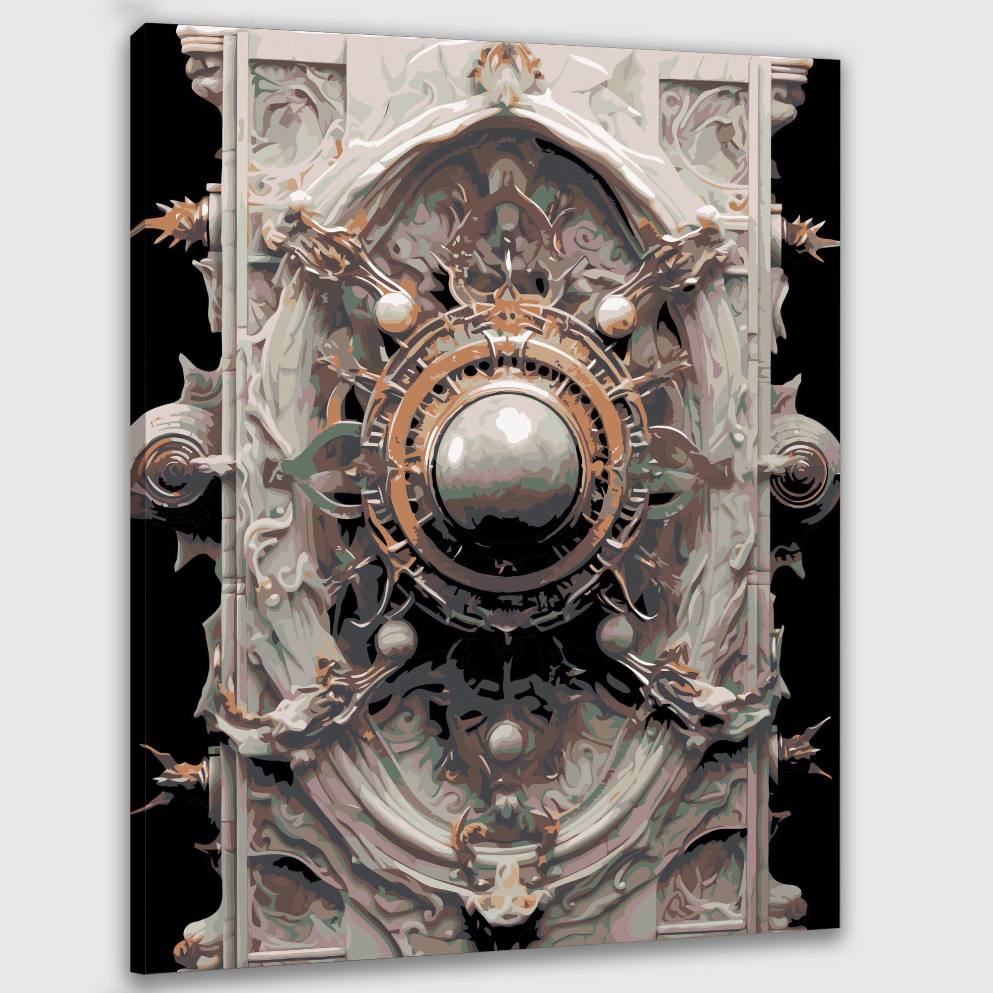 Картина по номерам 40x50 см, скульптура, гримуар, мрамор, драгоценные камни, страницы, мифические существа, заклинания