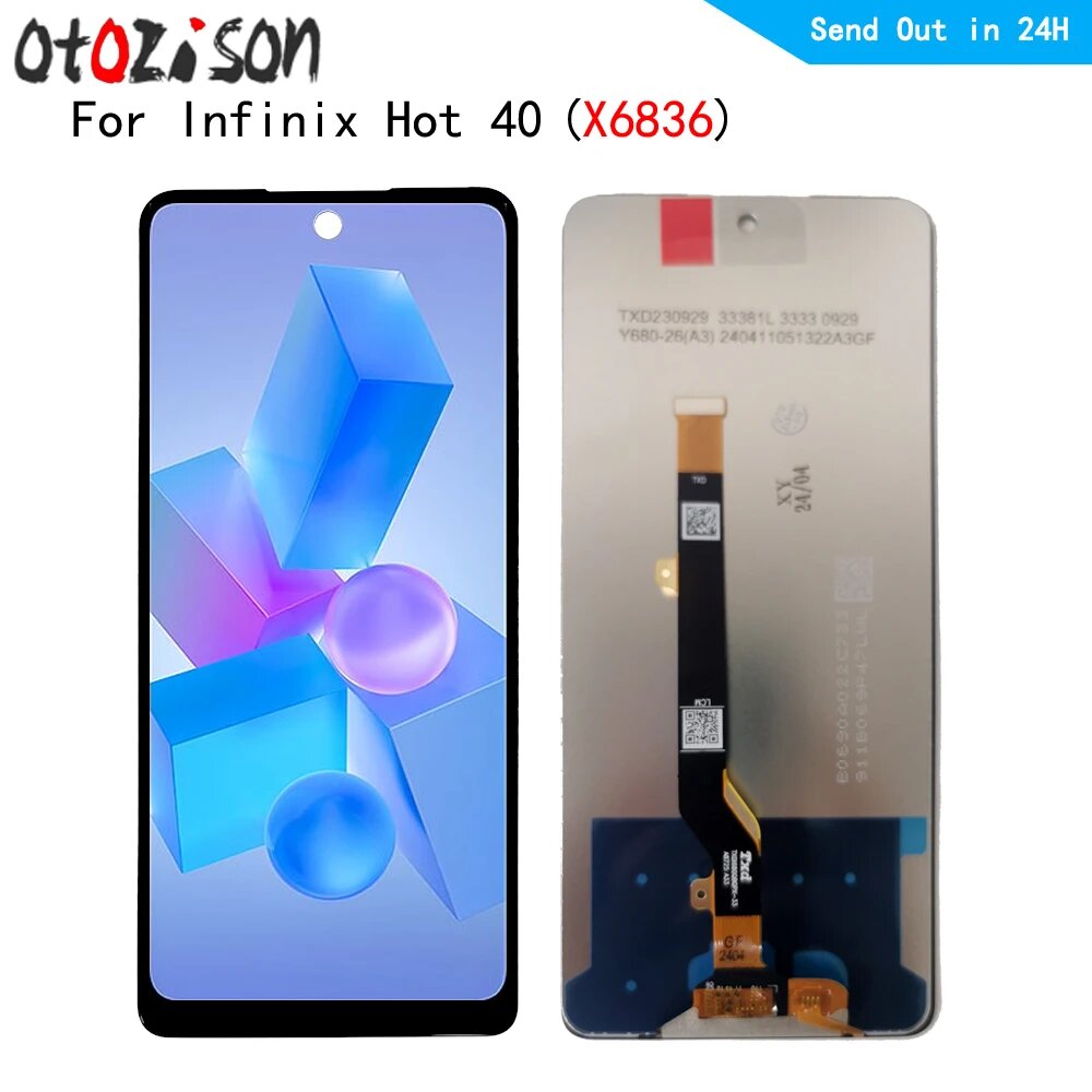 Для Infinix Hot40 X6836 ЖК-дисплей IPS для Infinix Hot 40 X6836, ЖК-дисплей, сенсорная панель, дигитайзер экрана с рамкой в сборе