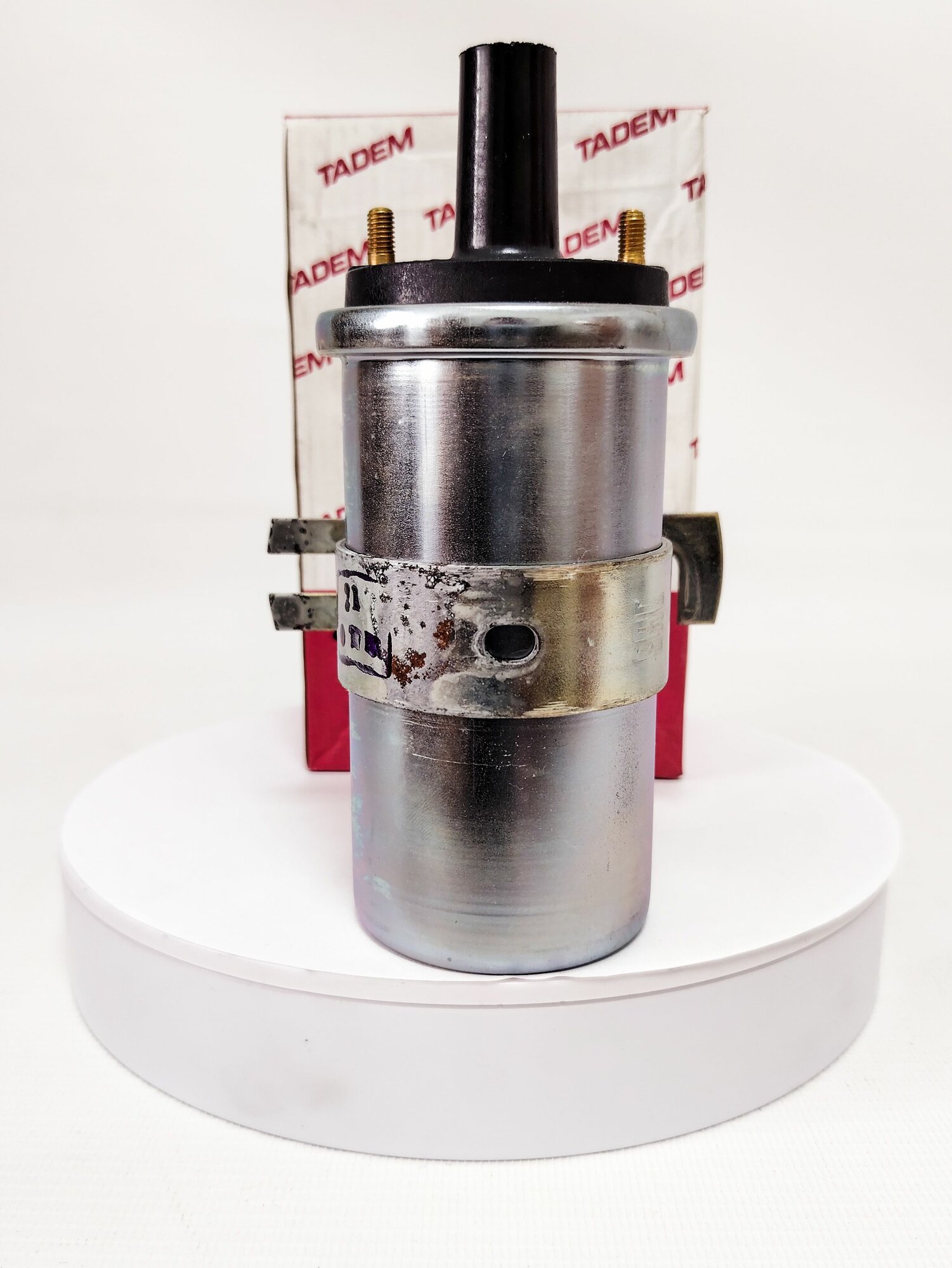 Катушка зажигания Б-115В АТЭ-2 Б, для Москвич и ЗАЗ, длина 90мм, серый металлик