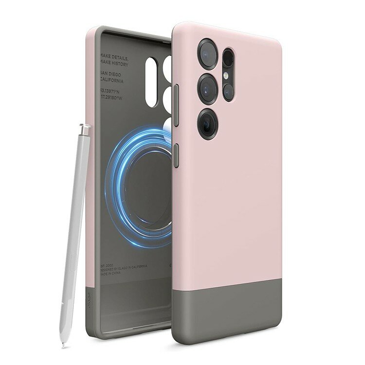 Чехол Elago GLIDE для Galaxy S25 Ultra, силикон/пластик, MagSafe, Lovely Pink/Medium Grey (Magnetic)