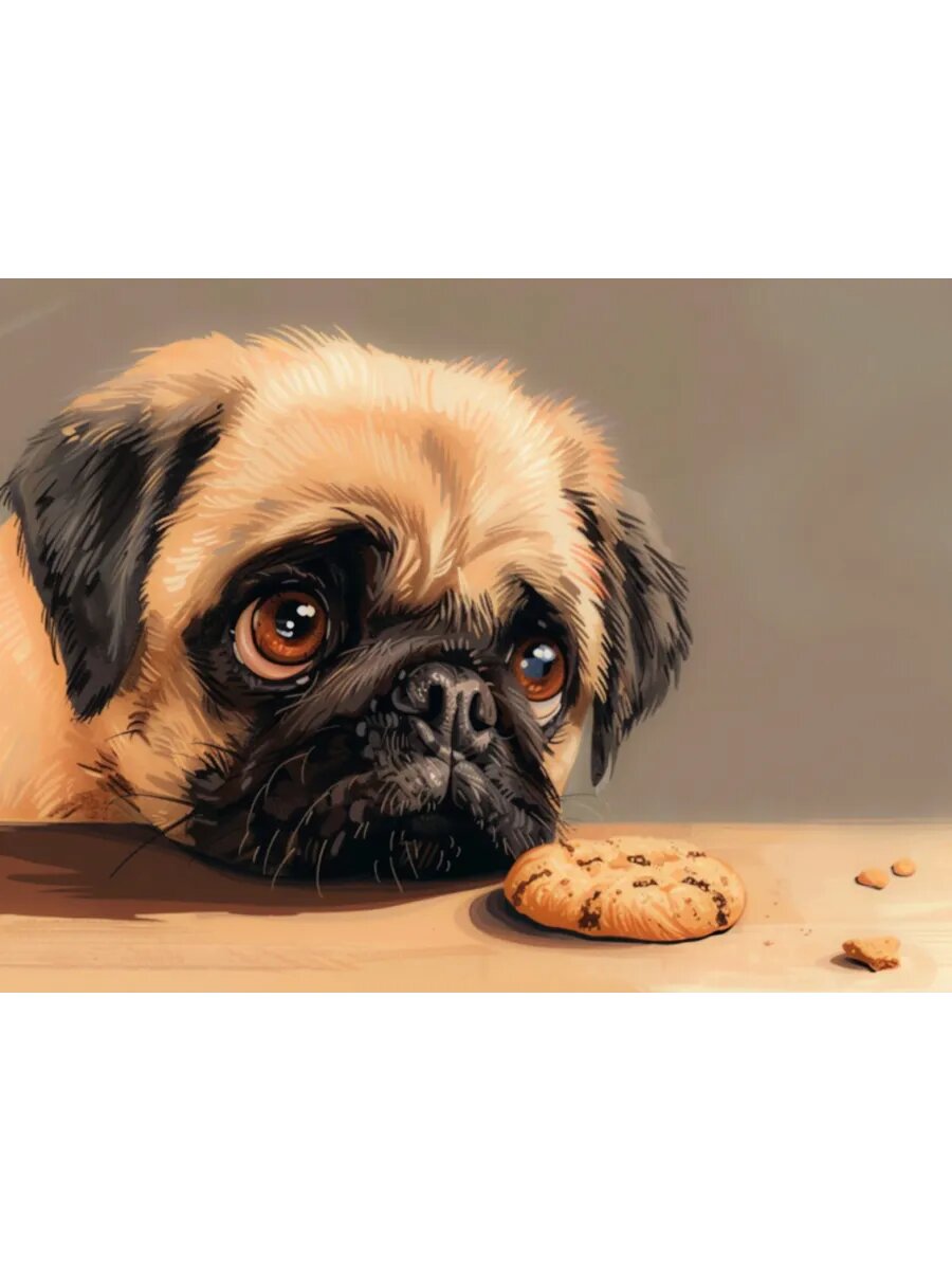 Картина по номерам собака мопс 40х50