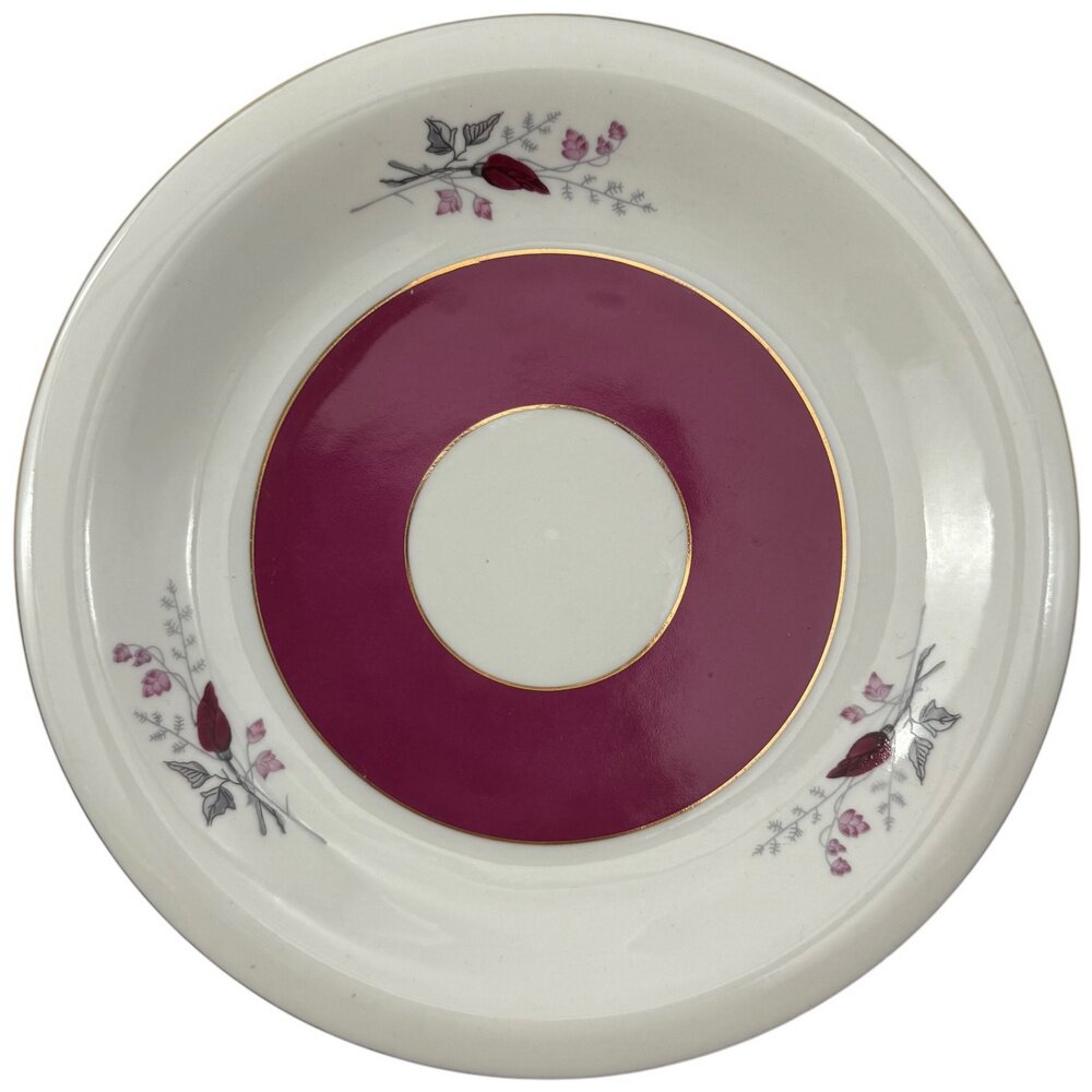 Тарелка "Роза Бордо", 19.5 см, фарфор, 1964-1970 ггг, Chodziez, Польша