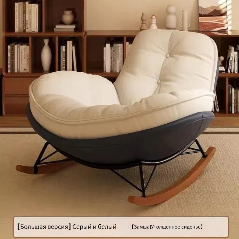 Кресло-качалка "Сидеть на Облаке", металл, искусственный ротанг, серый