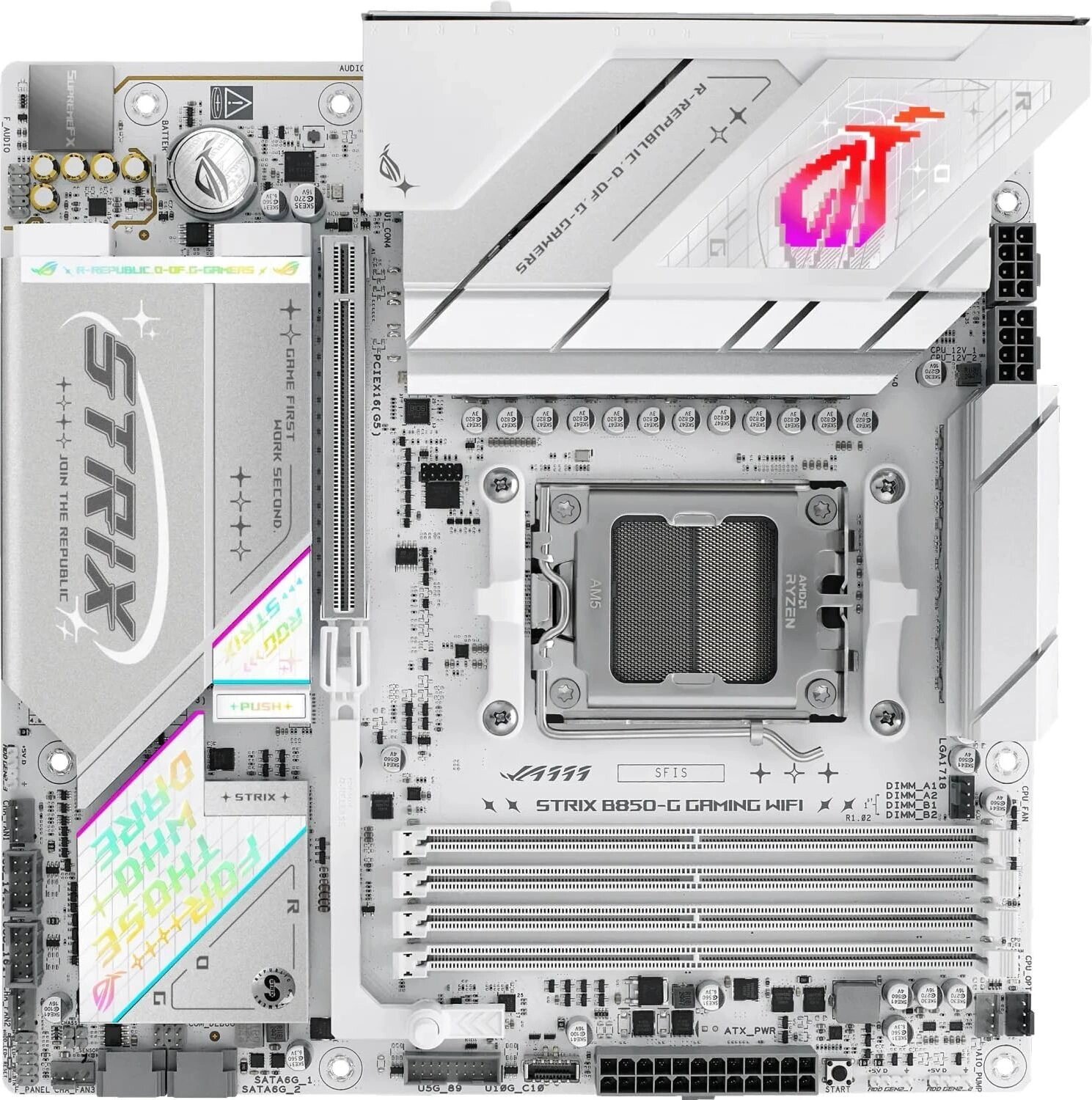 Материнская плата Asus ROG STRIX B850-G GAMING WIFI Socket AM5 AMD B850 DDR5 mATX AC`97 8ch(7.1) 2.5