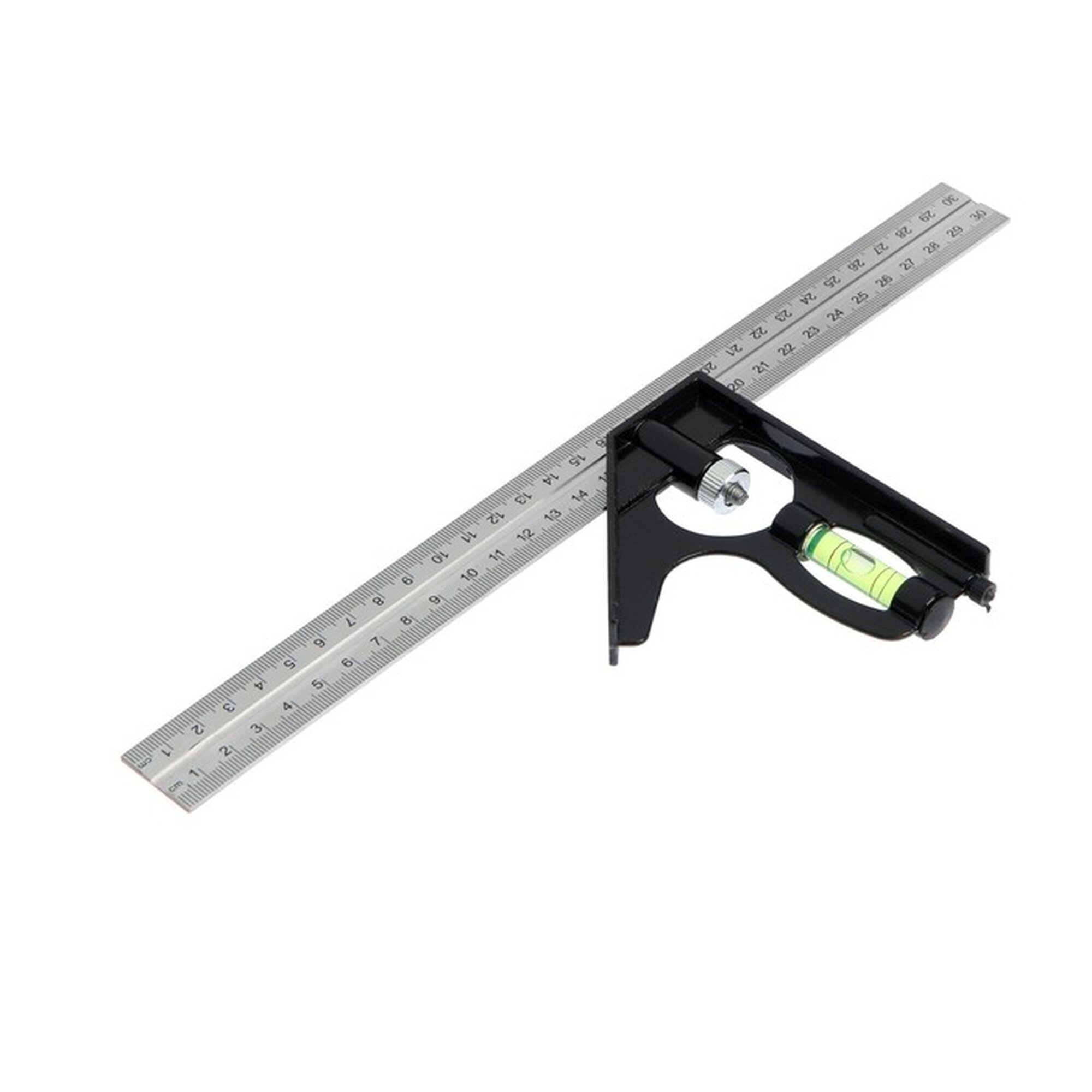 Угольник металлический комбинированный тундра, с уровнем, 300 мм