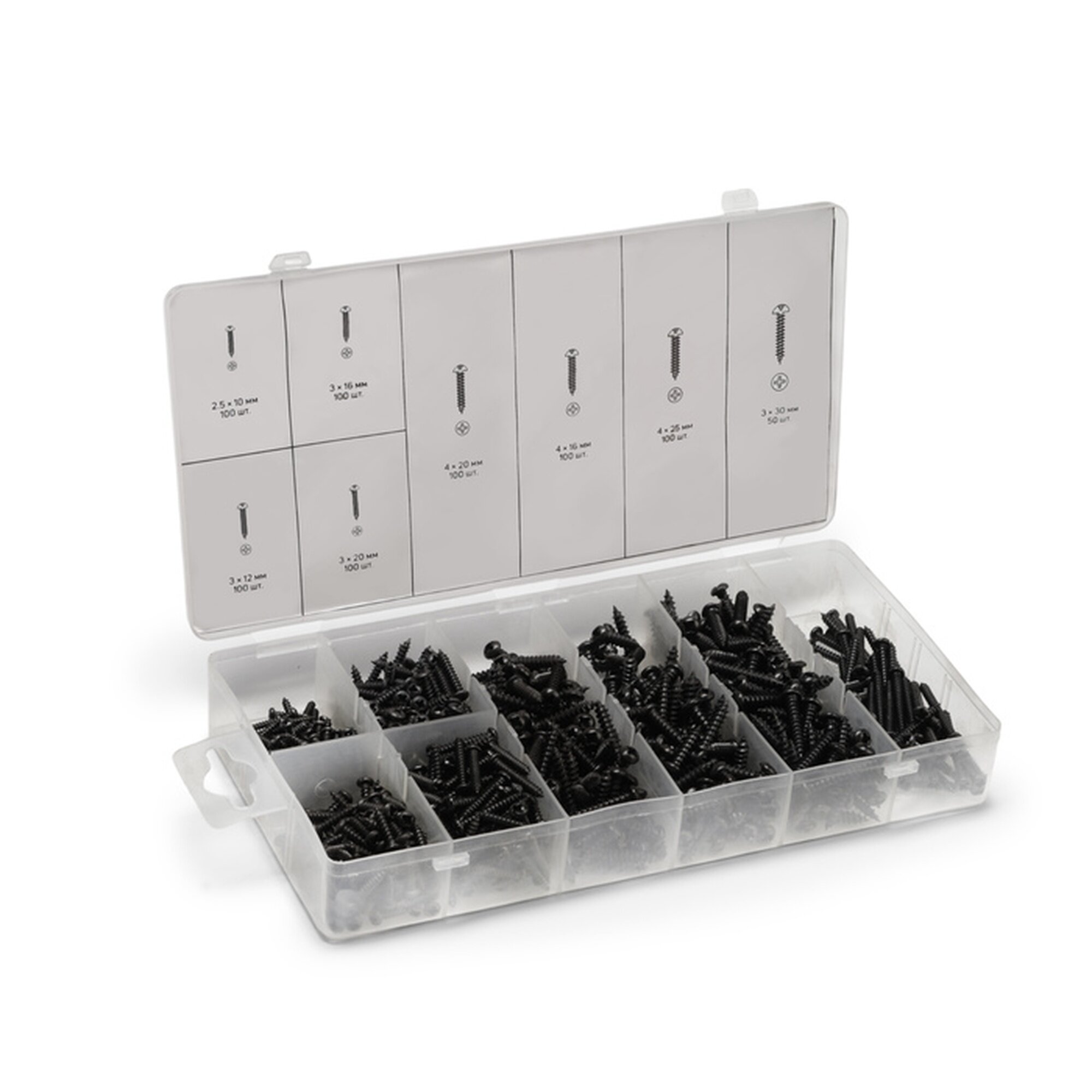 Набор саморезов тундра krep, в пластиковом кейсе, 750 предметов, черный