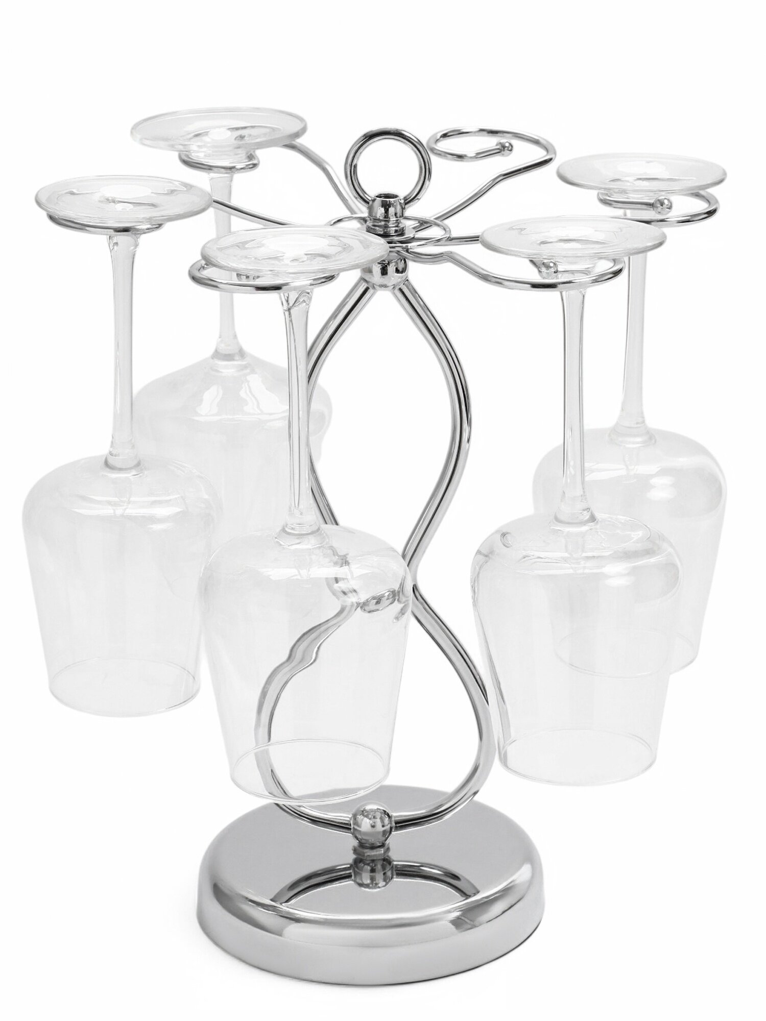 Подставка для бокалов Сима-ленд, серебристая, металл/пластик, на 6 бокалов