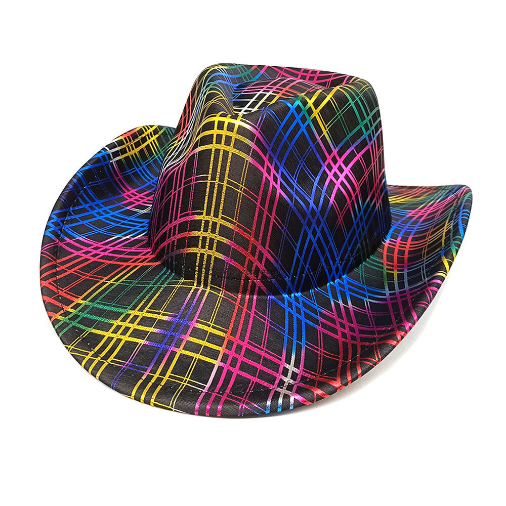 Шляпа "Ковбой", полосатая, черная, размер M