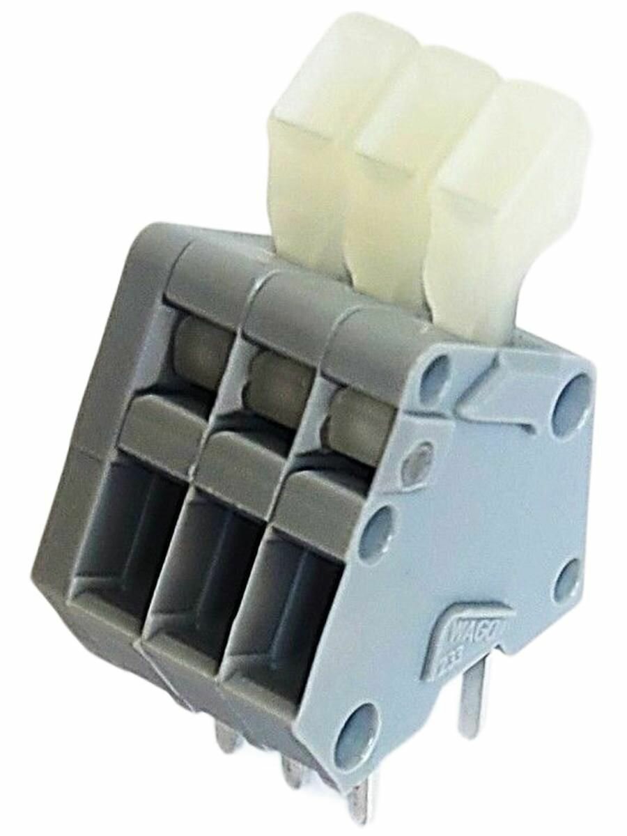WAGO 233-203 Наборная клеммная колодка для печатных плат, 3 полюса 0,5мм2, шаг 2.5мм.