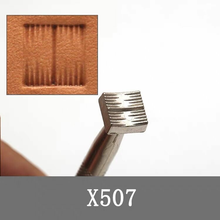 Штамп для тиснения кожи, рифлёная ручка, сталь, 105 мм, клише.