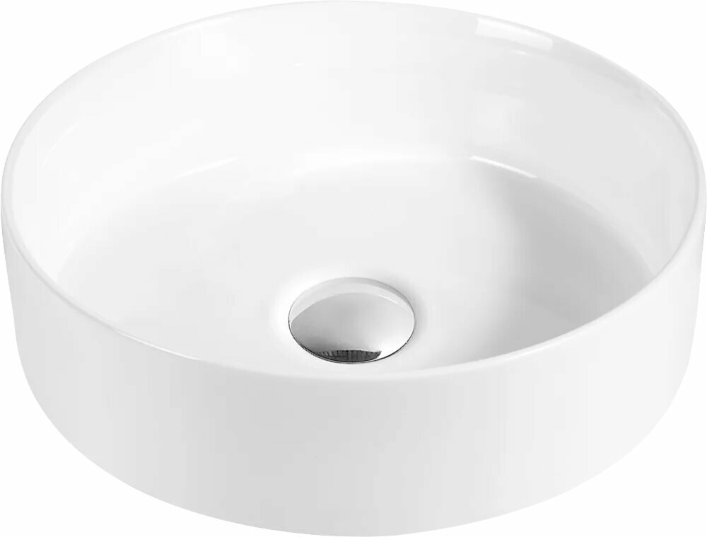 Накладная раковина Orange B09-360W 36 накладная, без отверстия под смеситель, фарфоровая, круглая, раковина для ванной, белая, глянцевая