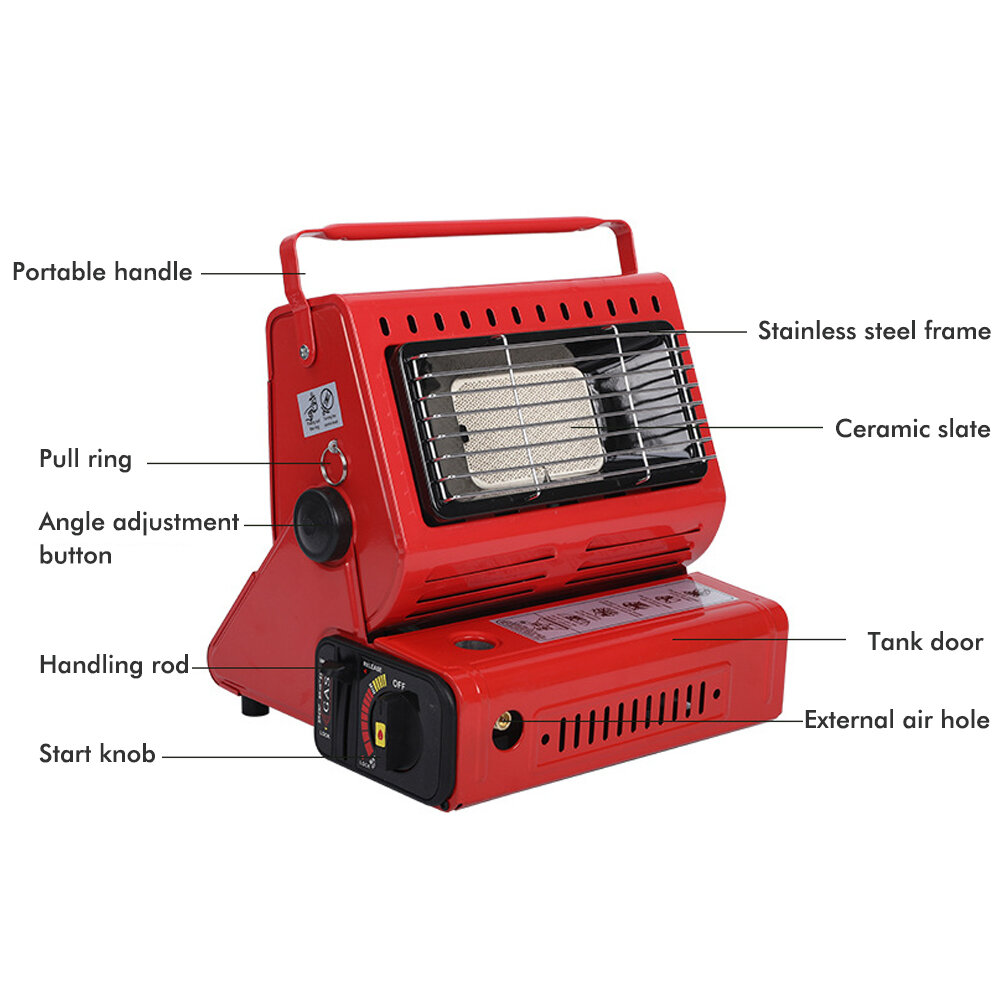 Газовый обогреватель Space Gas Heater Portable для кемпинга на открытом воздухе, быстрое нагревание, многофункциональный дизайн, красный/чёрный, 25*25*20см