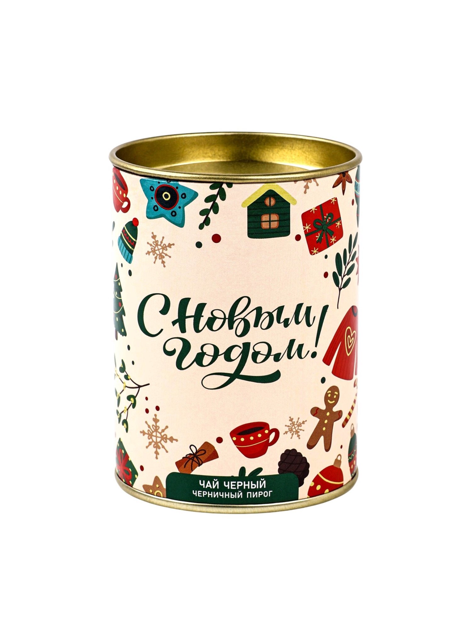 Подарочный чай "С Новым Годом" , тубус, 50 г, черный, в банке