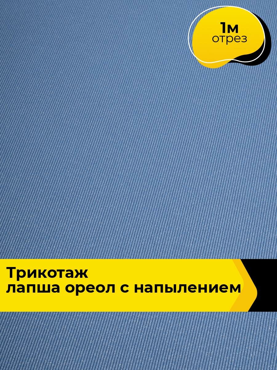 Ткань блестящая трикотаж для шитья одежды, водолазки, отрез 1 м*150 см, цвет голубой