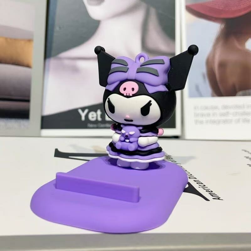 Kawaii Hello Kitty держатель для мобильного телефона аниме Kuromi Cinnamoroll мелодия кукла модель подставка для телефона держатель для телефона украшение автомобиля подарки, Розовый, Унисекс