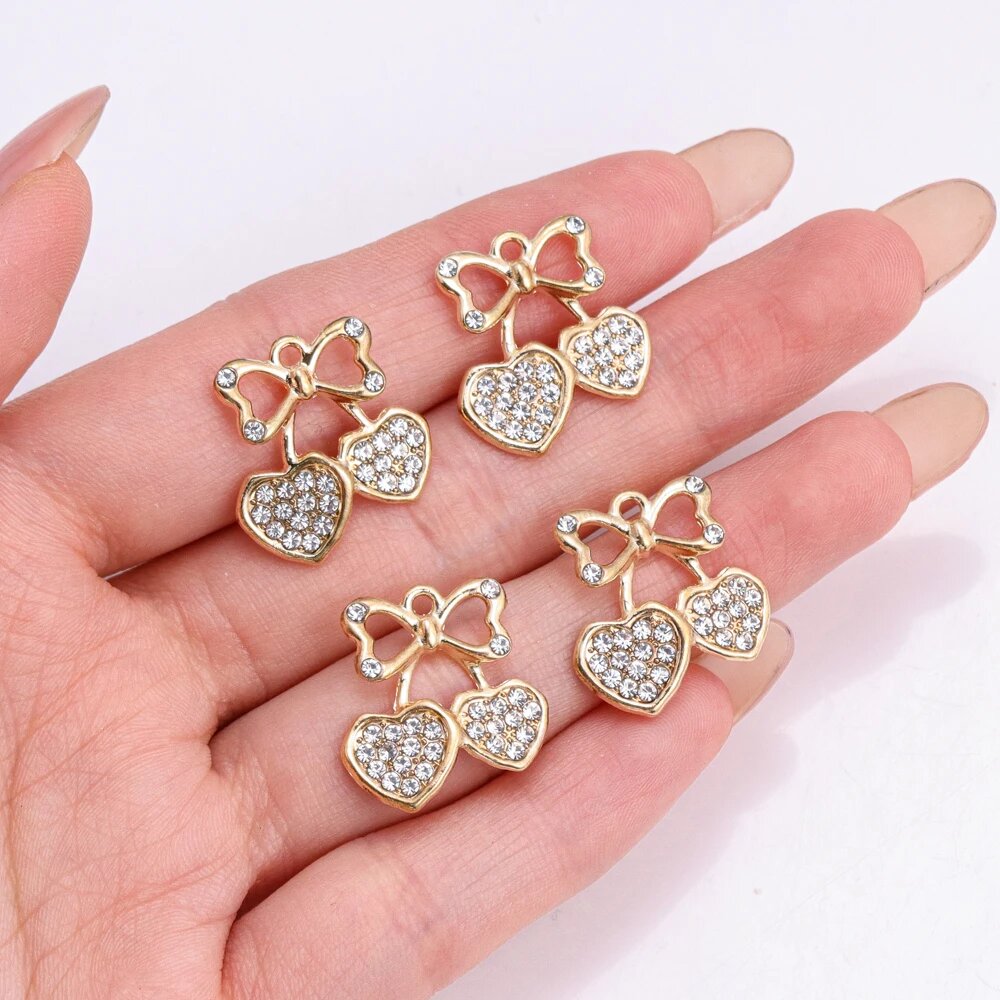 10 шт. смешанные милые Подвески в форме сердца, жемчужные подвески в форме бабочки для сережек, браслетов, ожерелий, подвесок, DIY ювелирные аксессуары, оптовая продажа