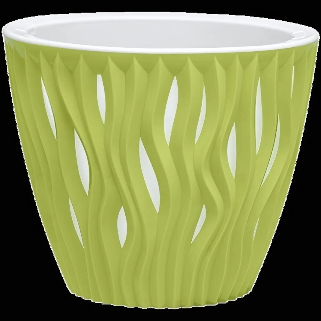 Кашпо пластиковое 'Вдохновение' 1,6л, d-16см, цвет фисташковый