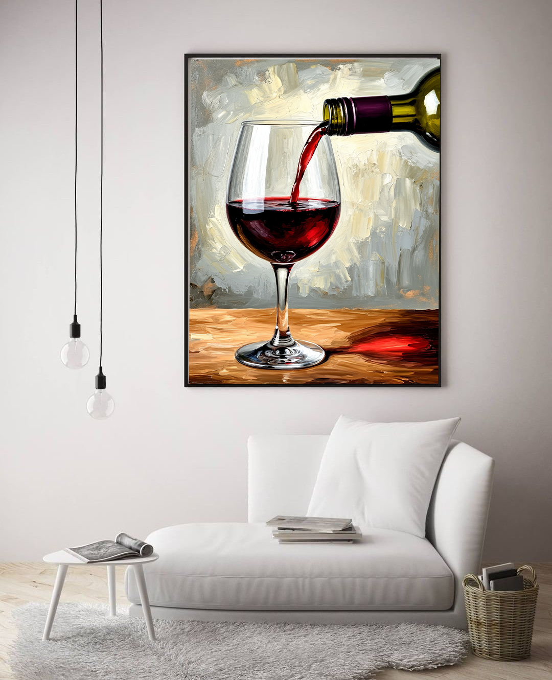 Картина на стену для интерьера "Бокал вина" 40х50 см, холст на подрамнике, InterHobby
