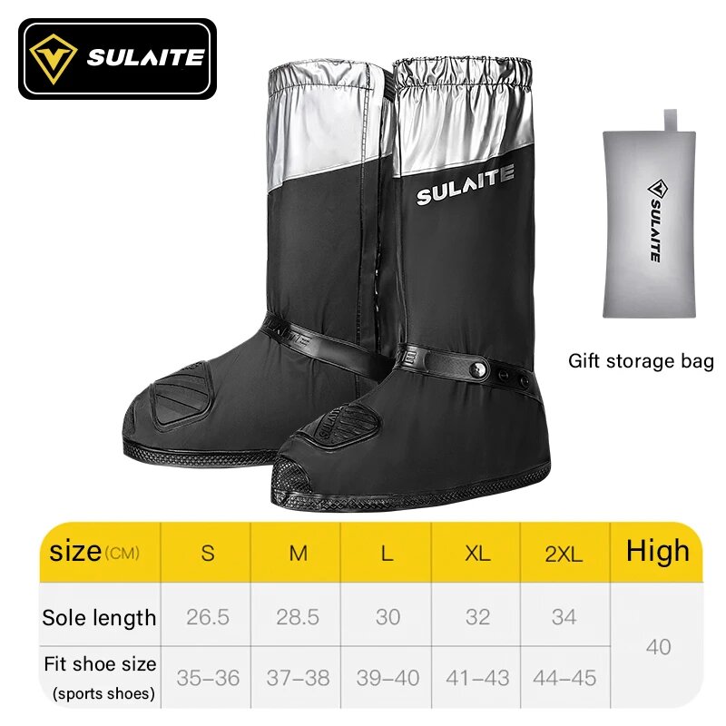 Мотоциклетные непромокаемые ботинки SULAITE, светоотражающий чехол для обуви, многоразовое Защитное снаряжение для мотоциклистов, M, Черный, Унисекс