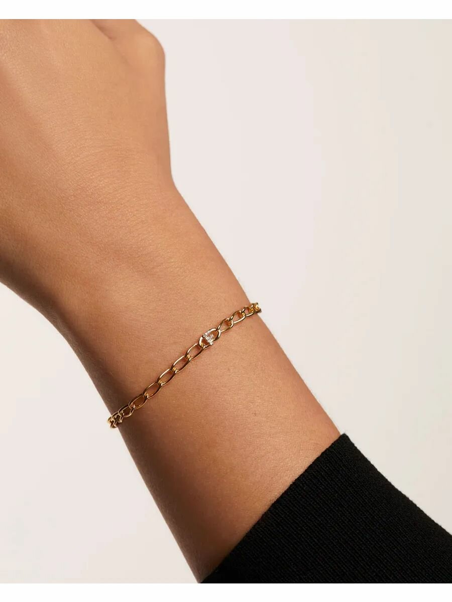 Браслет-цепочка, серебро, 925 проба, циркон