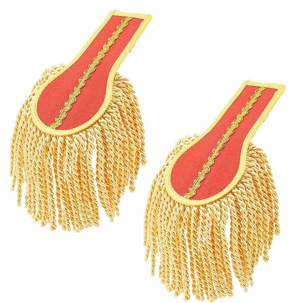 1 пара погон из нетканого материала с кисточками и брошью, красные, 240x150x10 мм