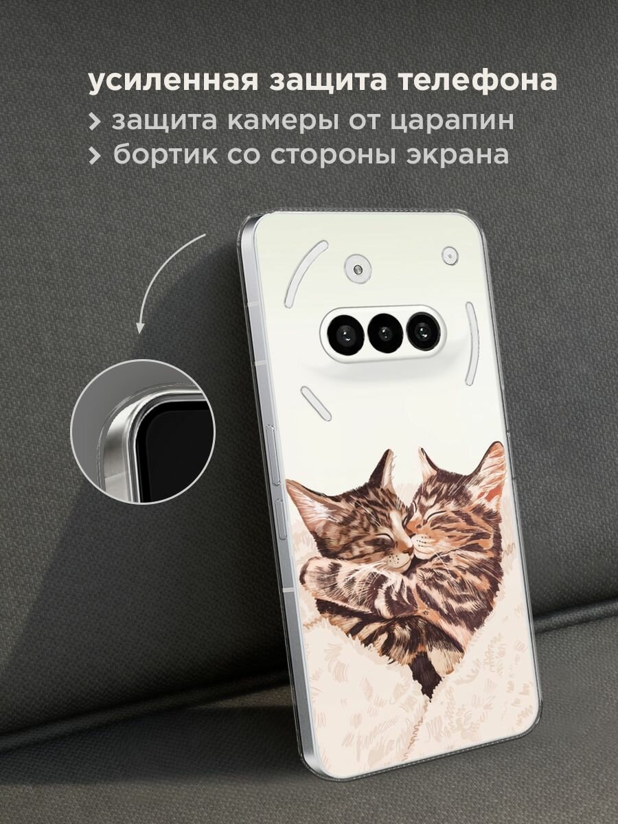 Чехол на Nothing Phone 3a / Нотинг Фон 3а с принтом "Влюбленные котейки - 14 февраля" — фото 1