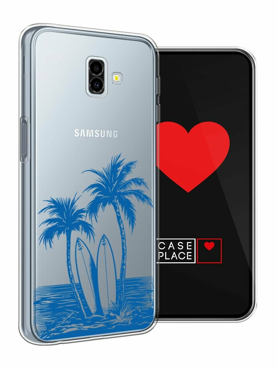 Чехол на Samsung Galaxy J6 + / Самсунг Галакси J6 Плюс 2018 с принтом "Сёрфинг на островах 1", прозрачный — фото 1