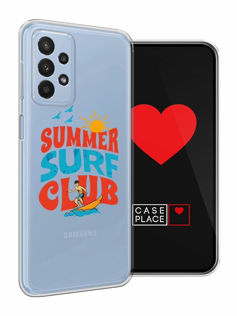 Чехол на Samsung Galaxy A23 / Самсунг Галакси А23 с принтом "Summer surf club", прозрачный — фото 1