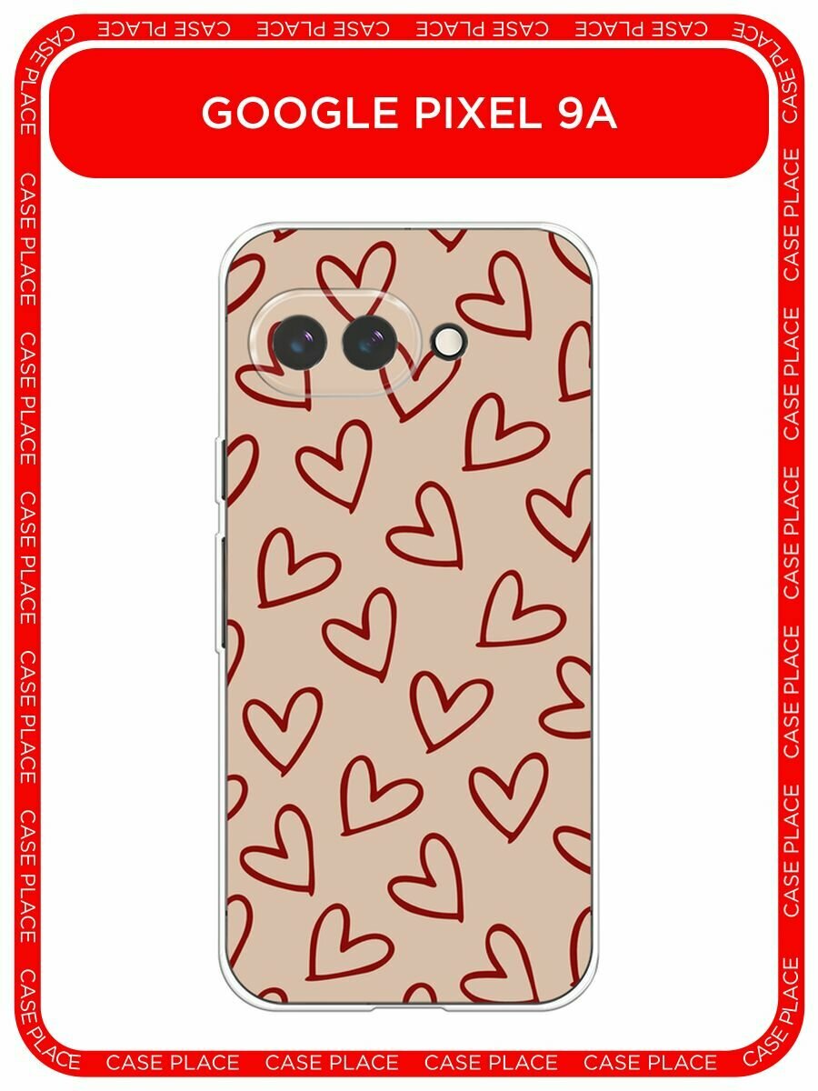 Чехол на Google Pixel 9a / Гугл Пиксель 9a с принтом "Little hearts doodles 1 - 14 февраля"