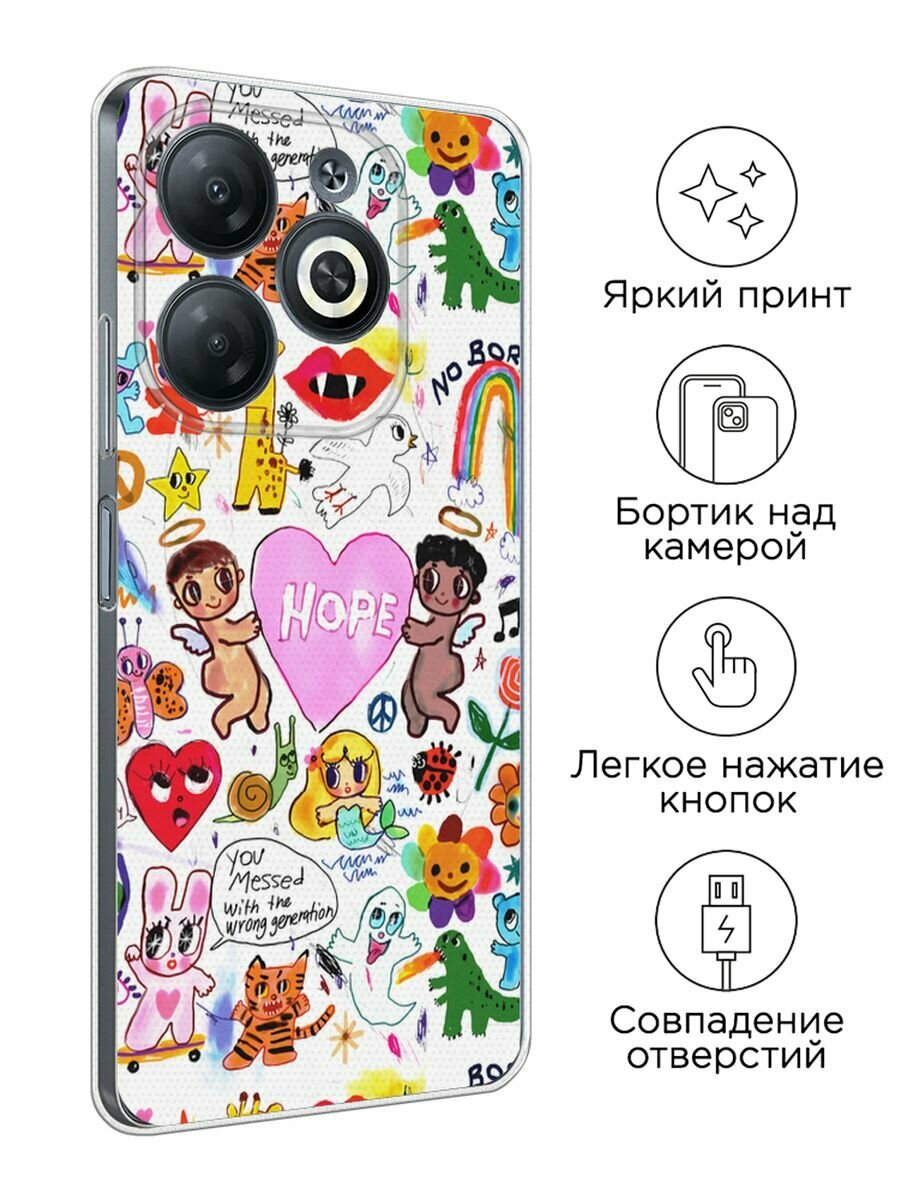 Чехол на Infinix Smart 8 Plus / Инфиникс Смарт 8 Плюс с принтом "Милые рисунки" — фото 1