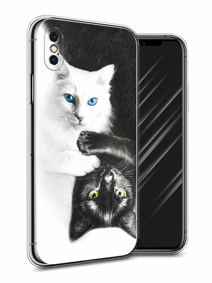 Чехол на Apple iPhone XS Max / Айфон XS Max с принтом "Коты Инь-Янь"