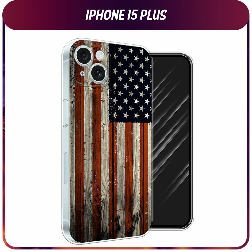 Чехол на Apple iPhone 15 Plus / Айфон 15 Плюс с принтом "США"