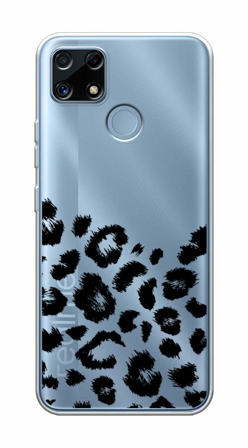 Чехол на Realme C25/C25s / Реалми С25/C25s с принтом "Окрас леопарда фон черный", прозрачный
