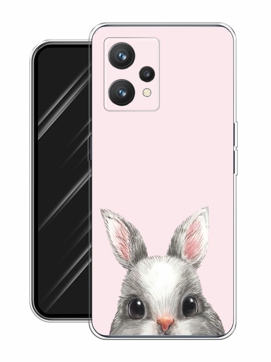 Чехол на Realme 9 4G/9 Pro Plus / Реалми 9 4G/9 Pro Plus с принтом "Карандашный кролик 1 - 8 марта" — фото 1