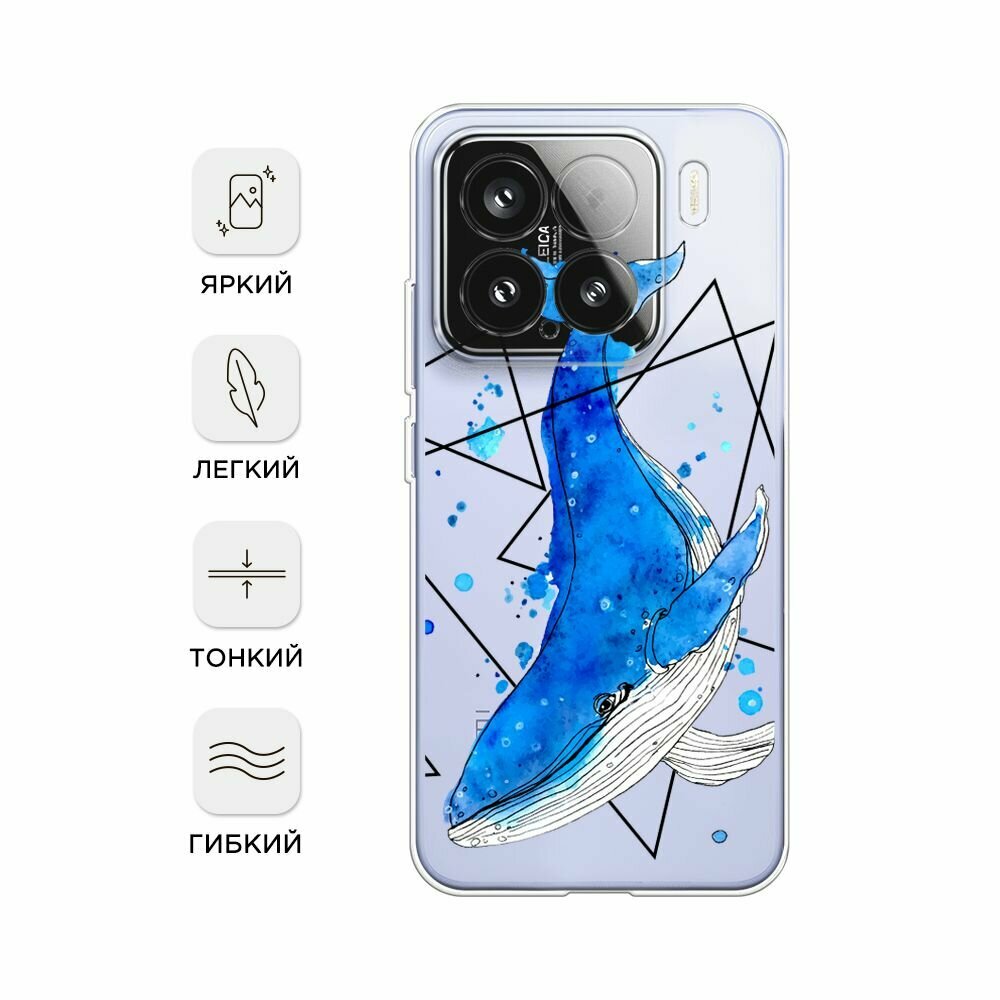 Чехол на Xiaomi 15 / Сяоми 15 с принтом "Кит графика", прозрачный — фото 1