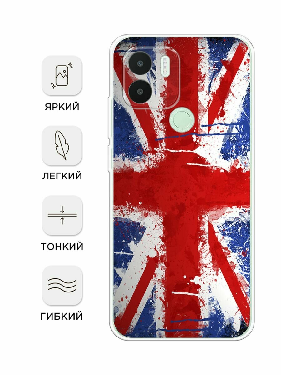 Чехол на Xiaomi Redmi A1+/Redmi A2+/Poco C51/C50 / Редми A1+ с принтом "Флаг Великобритании 2" — фото 1