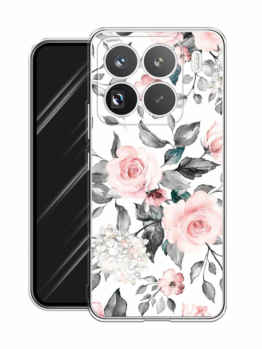 Чехол на Xiaomi 15 Pro / Сяоми 15 Про с принтом "Розы на белом" — фото 1