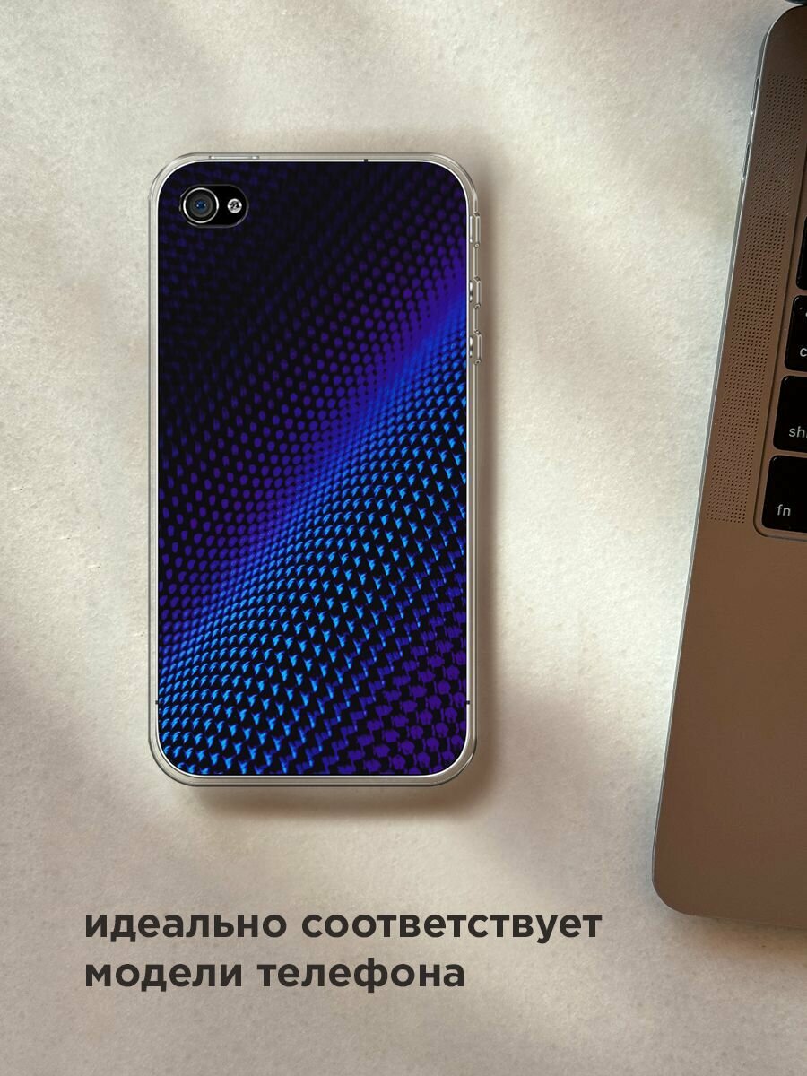 Чехол на Apple iPhone 4/4S / Айфон 4/4S с принтом "Синий карбон" — фото 1