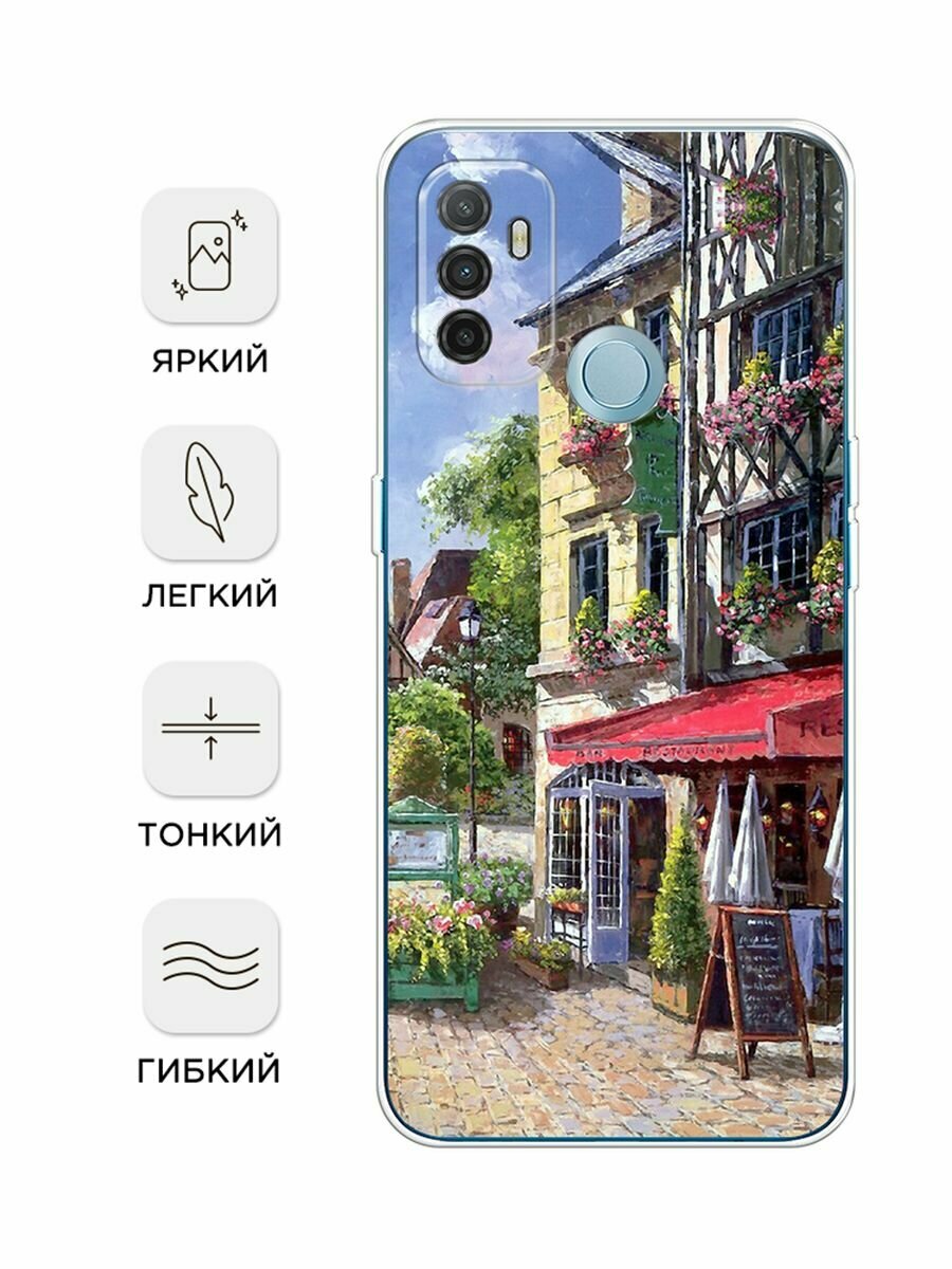 Силиконовый чехол на Oppo A53 / Оппо А53 с принтом "Старая улица" — фото 1