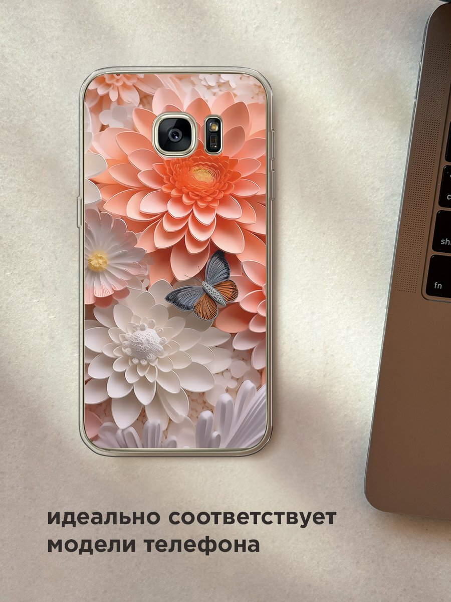 Чехол на Samsung Galaxy S7 / Самсунг Галакси С 7 с принтом "Бумажные цветы" — фото 1