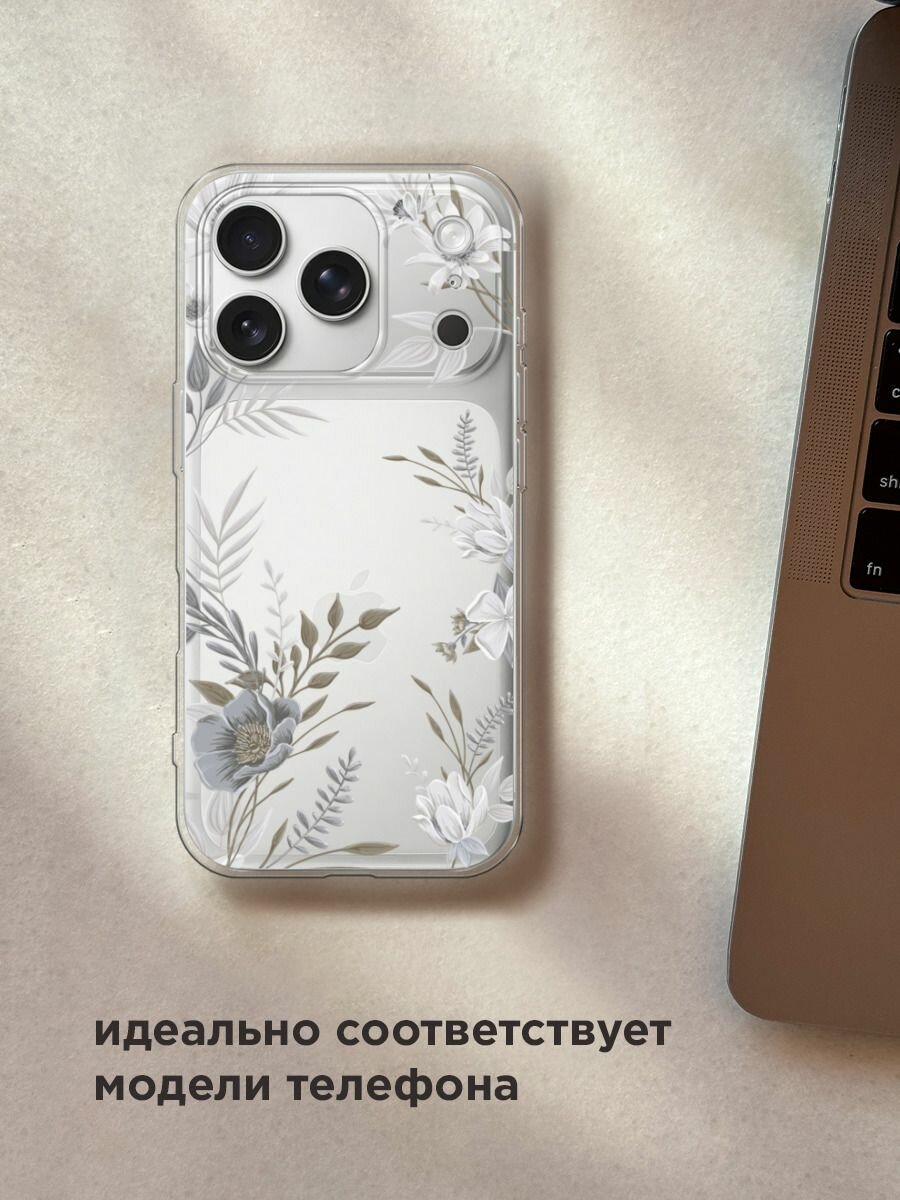 Чехол на Apple iPhone 17 Pro / Айфон 17 Про с принтом "Цветы сепия 3" — фото 1