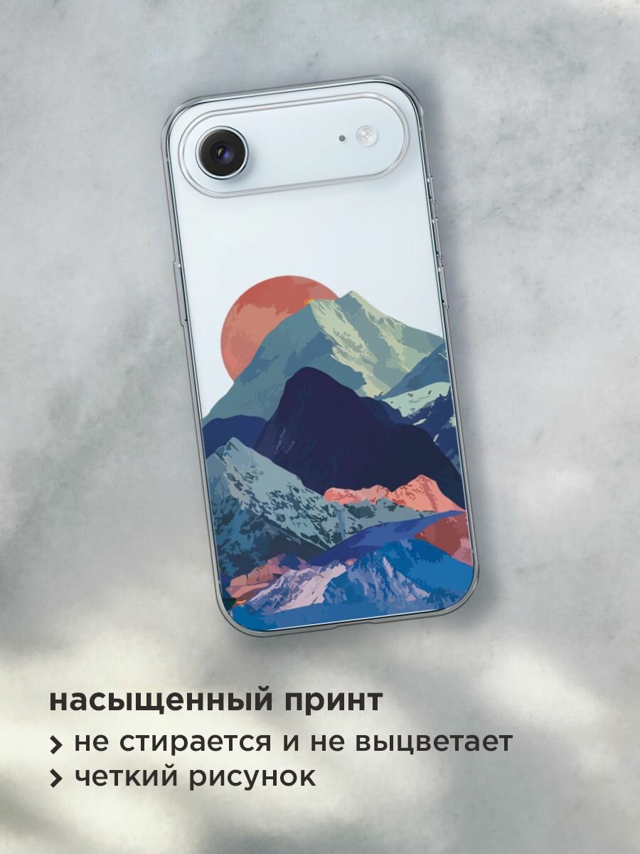Чехол на Apple iPhone Air / Айфон Айр с принтом "Закат в снежных горах", прозрачный — фото 1