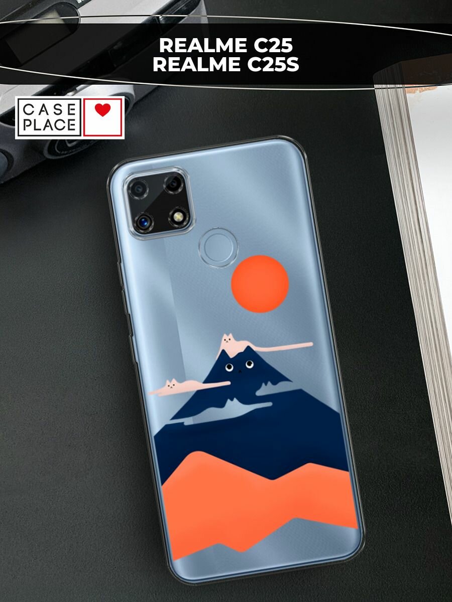 Чехол на Realme C25/C25s / Реалми С25/C25s с принтом "Кот-гора", прозрачный