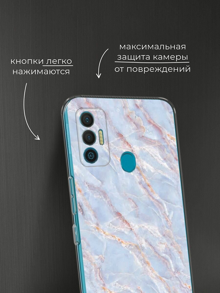 Чехол на Tecno Spark 7 / Техно Спарк 7 с принтом "Сиреневый мрамор" — фото 1